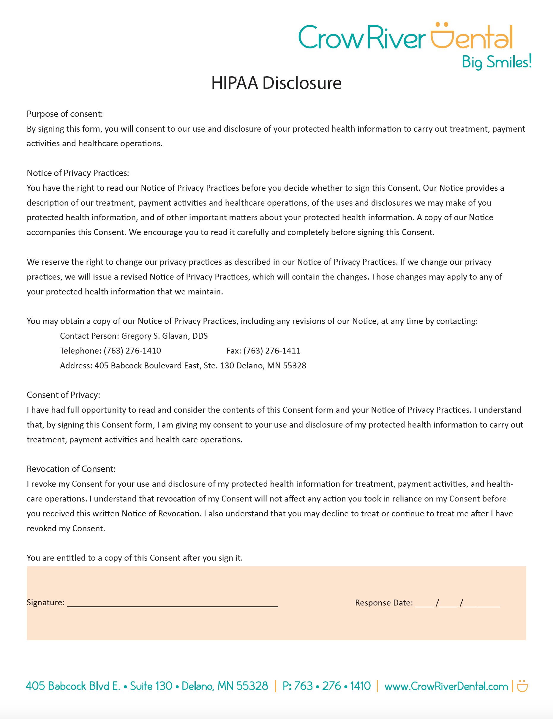Patient Forms | Crow River Dental